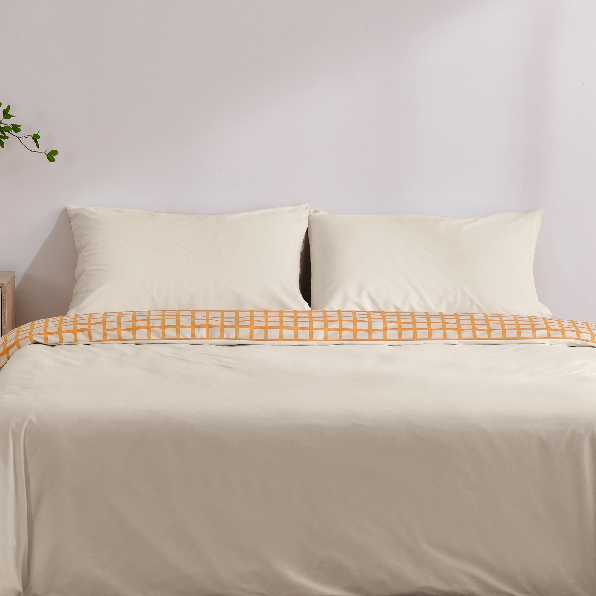 Chai Checkered Micro Flannel Reversible Quilt Cover Set | Dreamaker
