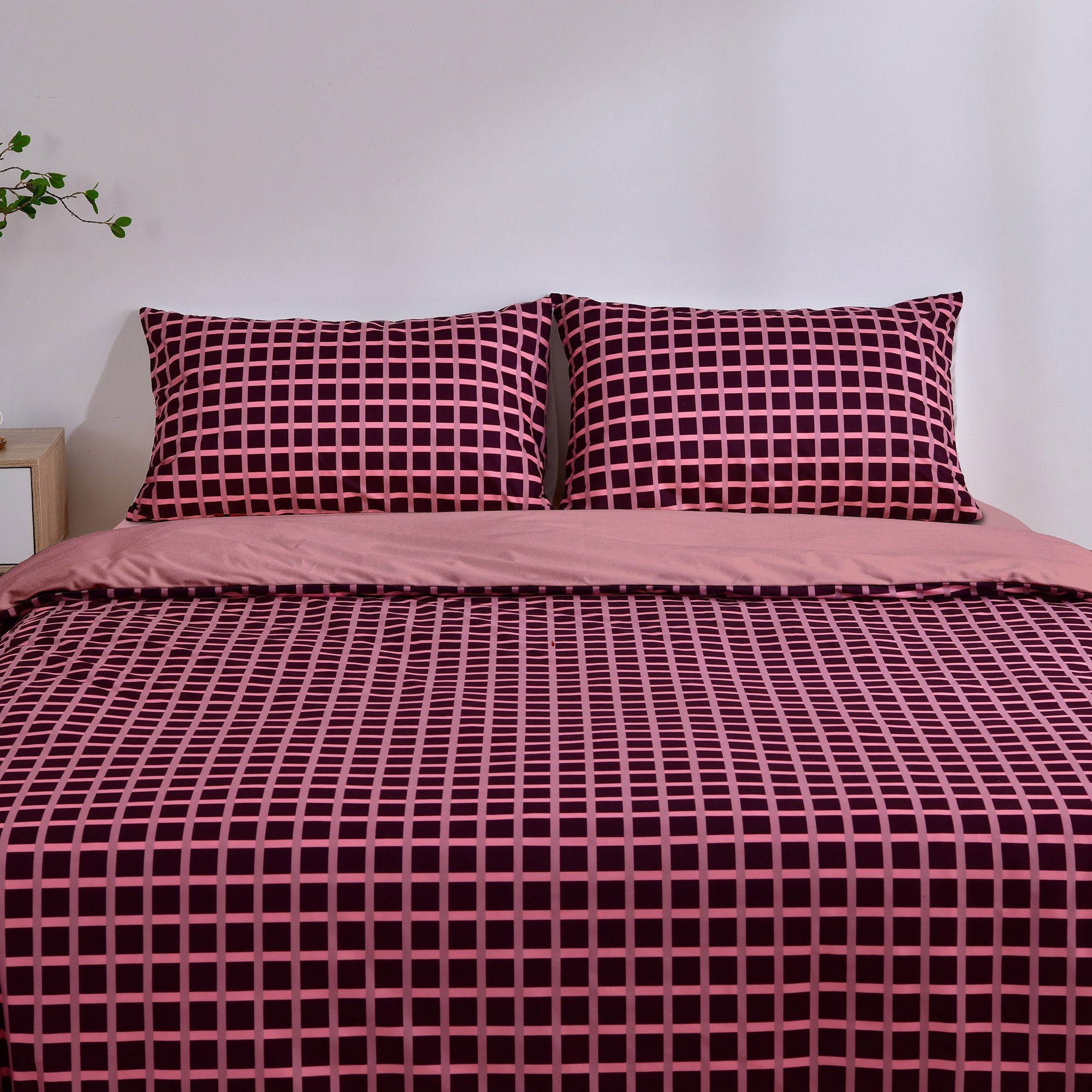 Cherry Checkered Micro Flannel Reversible Quilt Cover Set | Dreamaker