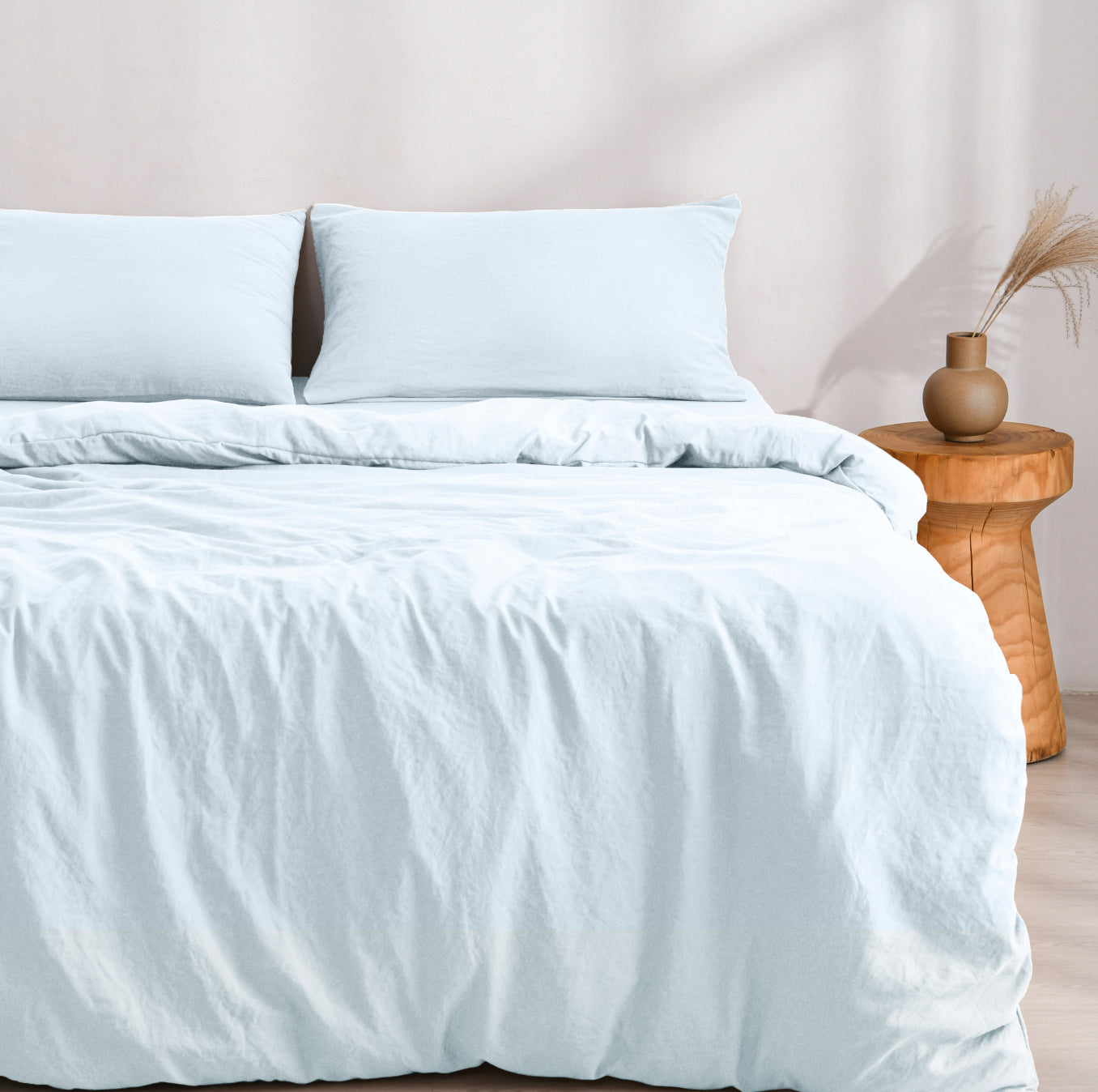 Superfine Washed Microfibre Quilt Cover Set Ice Blue – Dreamaker