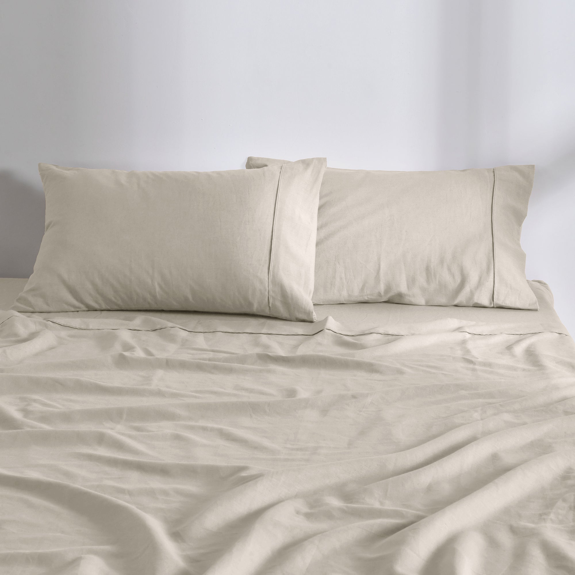 Oatmeal Linen Cotton Sheet Set | Dreamaker | Australian Designed Bed Linen