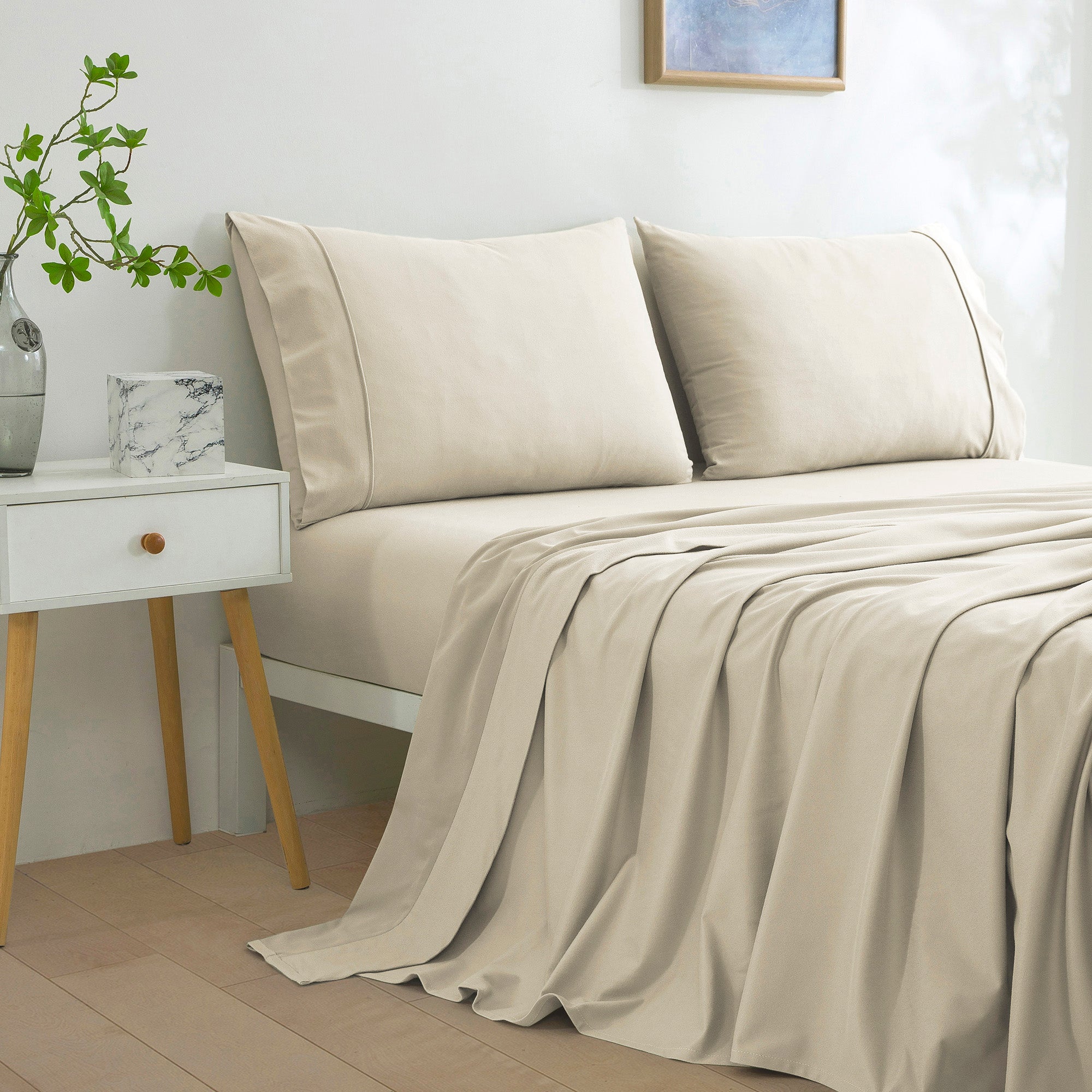 Cream Micro Flannel Sheet Set | Dreamaker Winter Bedding Sets
